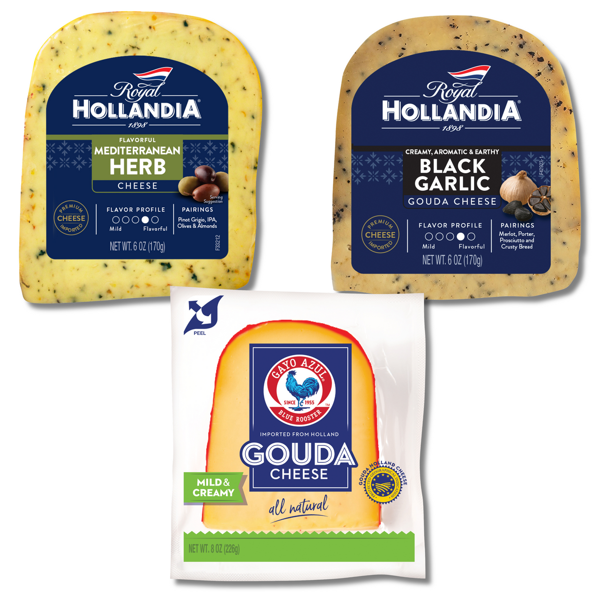 Cheese Trio Collection – Gayo Azul Gouda 8 oz, Black Garlic Gouda 6 oz ...