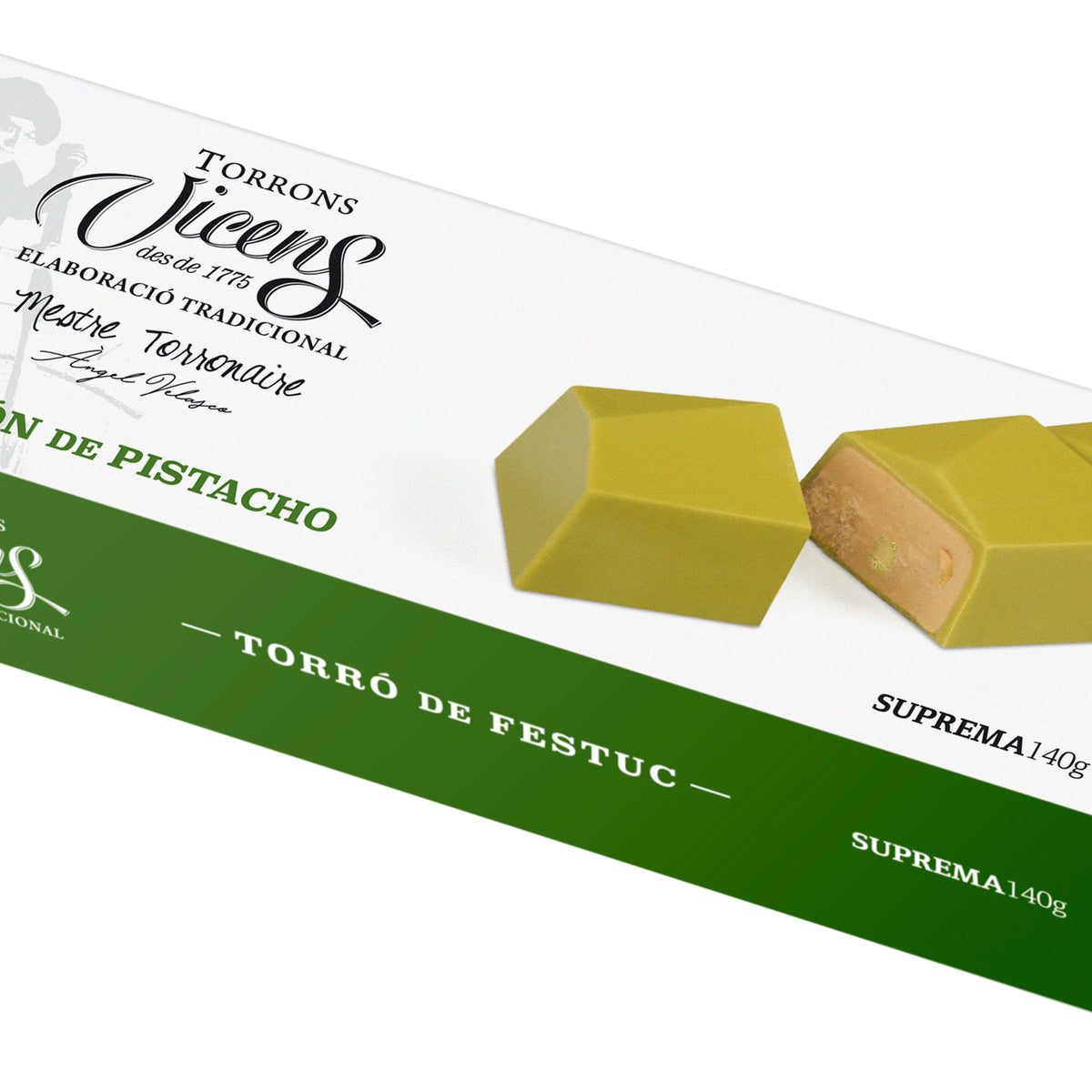 Pistachio Nougat by Vicens – 150g Bar – Pistachio Praline Turrón with ...