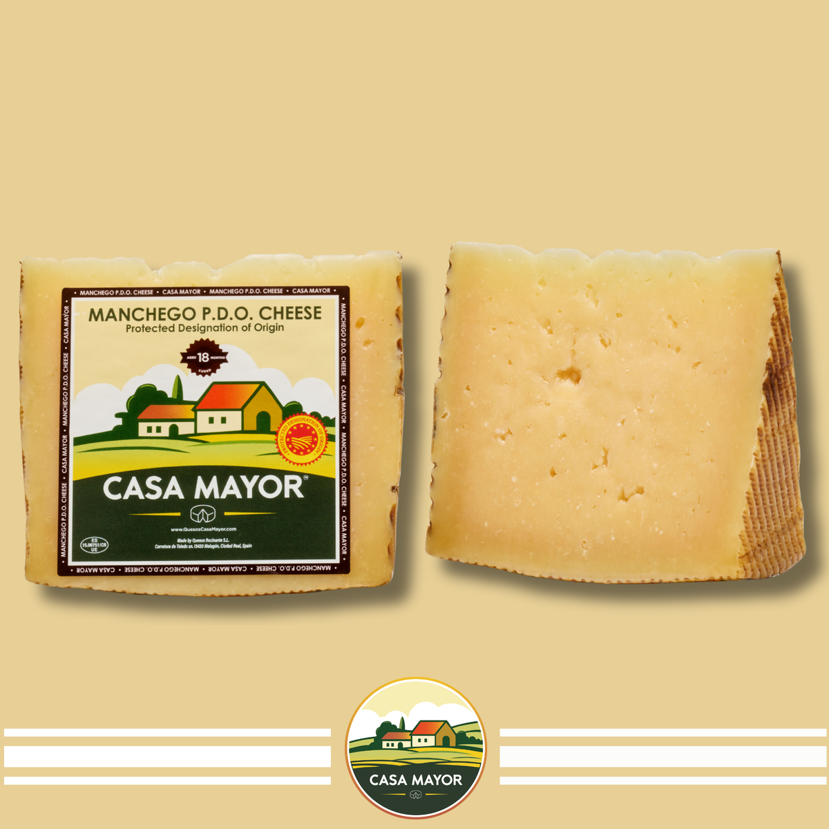 Manchego Cheese Gran Reserva D.O.P – Aged 18 Months – 2 Wedge Pack (8 ...