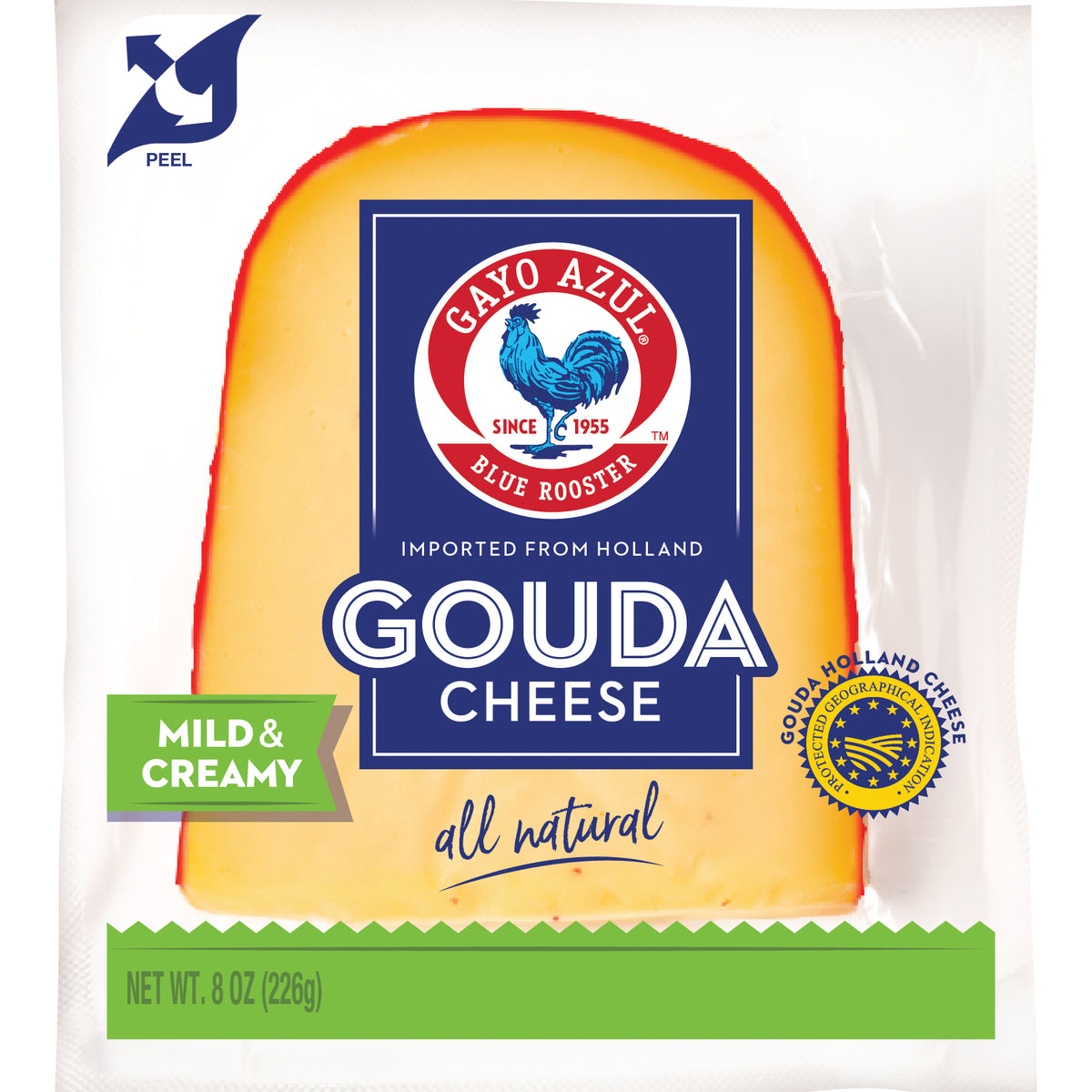 Gayo Azul Mild Gouda Cheese Wedge – Red Wax, 8oz, Premium Dutch-Style ...